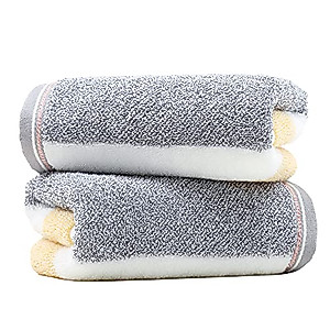 sense gnosis Yellow & Grey Striped Hand Towel Set of 2 Ultra Soft 100% Cotton Absorbent Decorative Hand Towels for Bathroom 13" X 29"
