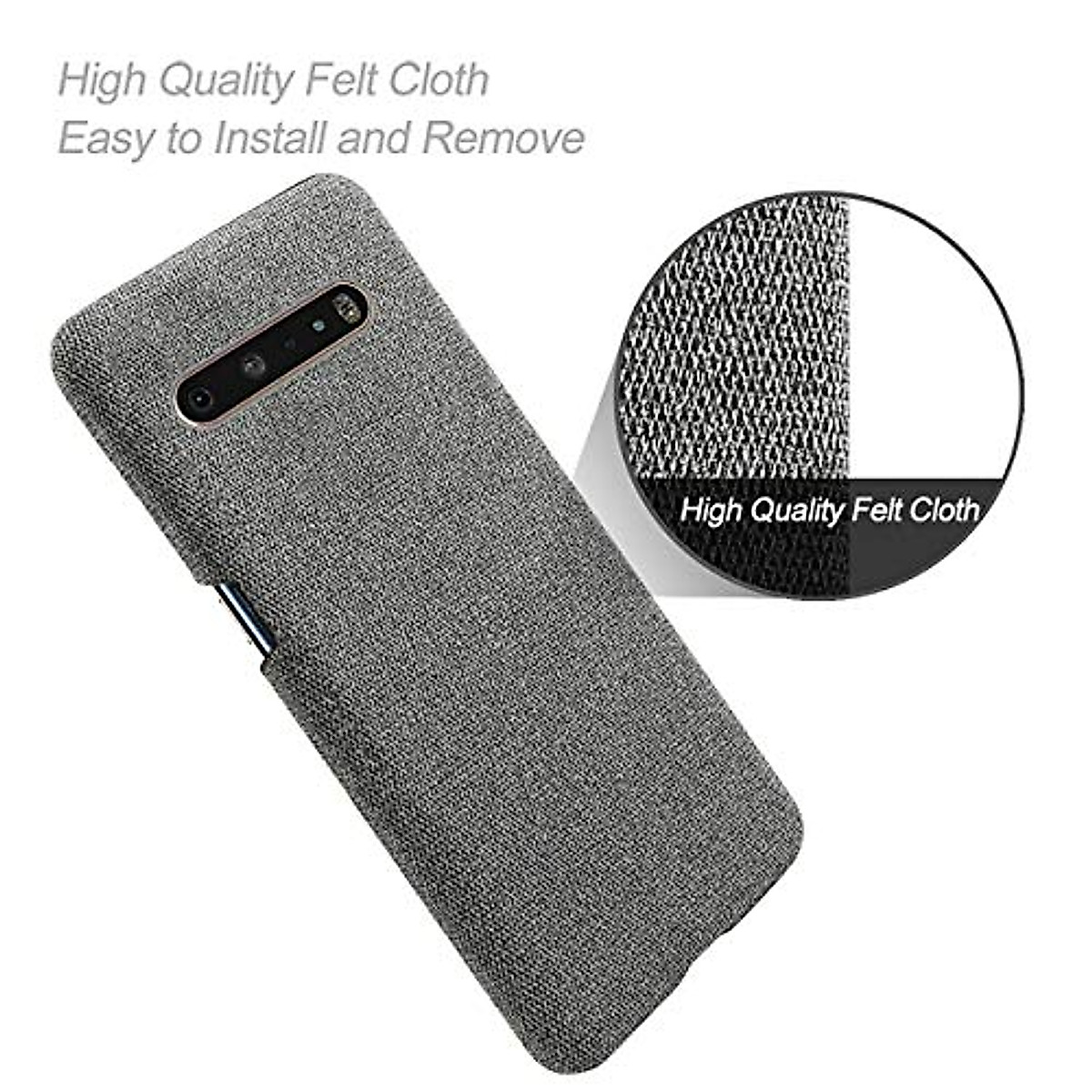 Grandcase LG V60 ThinQ 5G Case,Ultra-Thin Felt Cloth Anti-Fingerprint Shock Absorber Protective Cover for LG V60 ThinQ 5G 6.8" -Dark Grey