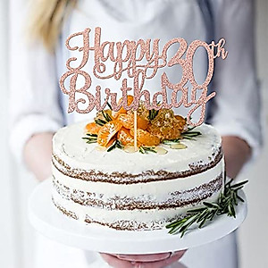 1 PCS Happy 30th Birthday Cake Topper Glitter Cheers to 30 Years Birthday Cake Pick 30 Fabulous Cake Decoration for Happy 30th Birthday Anniversary Party Decorations Supplies Rose Gold