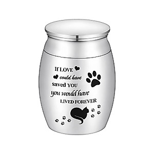 1.57 Inches Mini Small Cat Urn for Ashes Tiny Cremation Urn for Pet Ashes Mini Cat Paw Keepsake Urns Stainless Steel Small Ashes Urns Mini Small Urn for Cat Ashes Holder