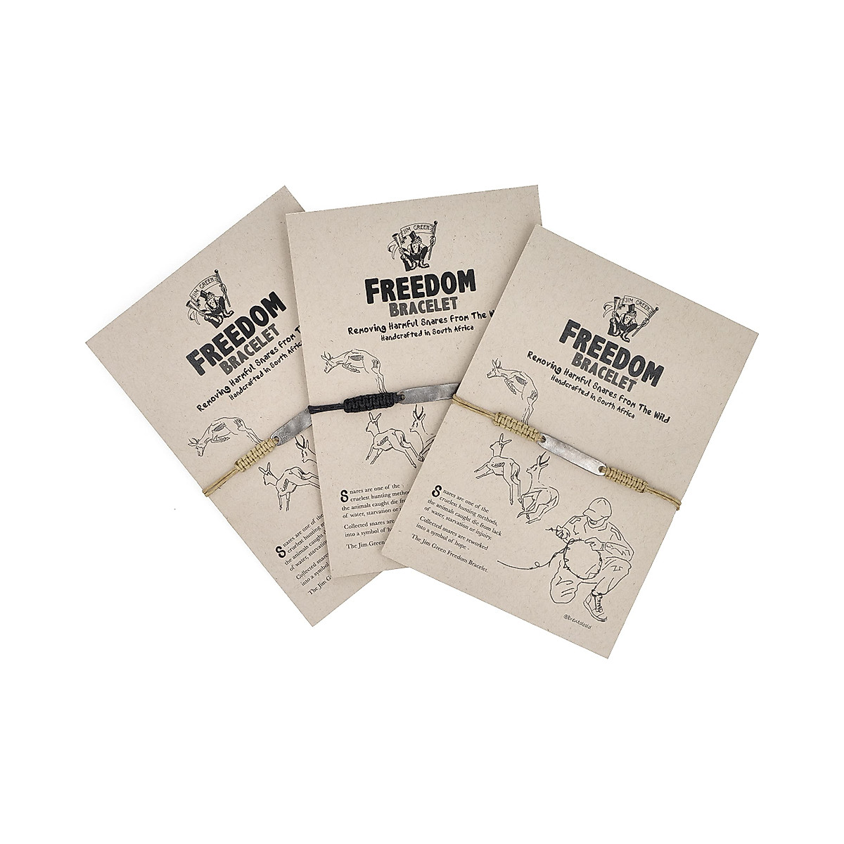 JIM GREEN Freedom Bracelet-Collected Snares are Reworked into a Handmade Symbol of Hope Forming our Handcrafted Bangle Cuff with Authentic Craftsmanship in every Wristband (Black, Adjustable)