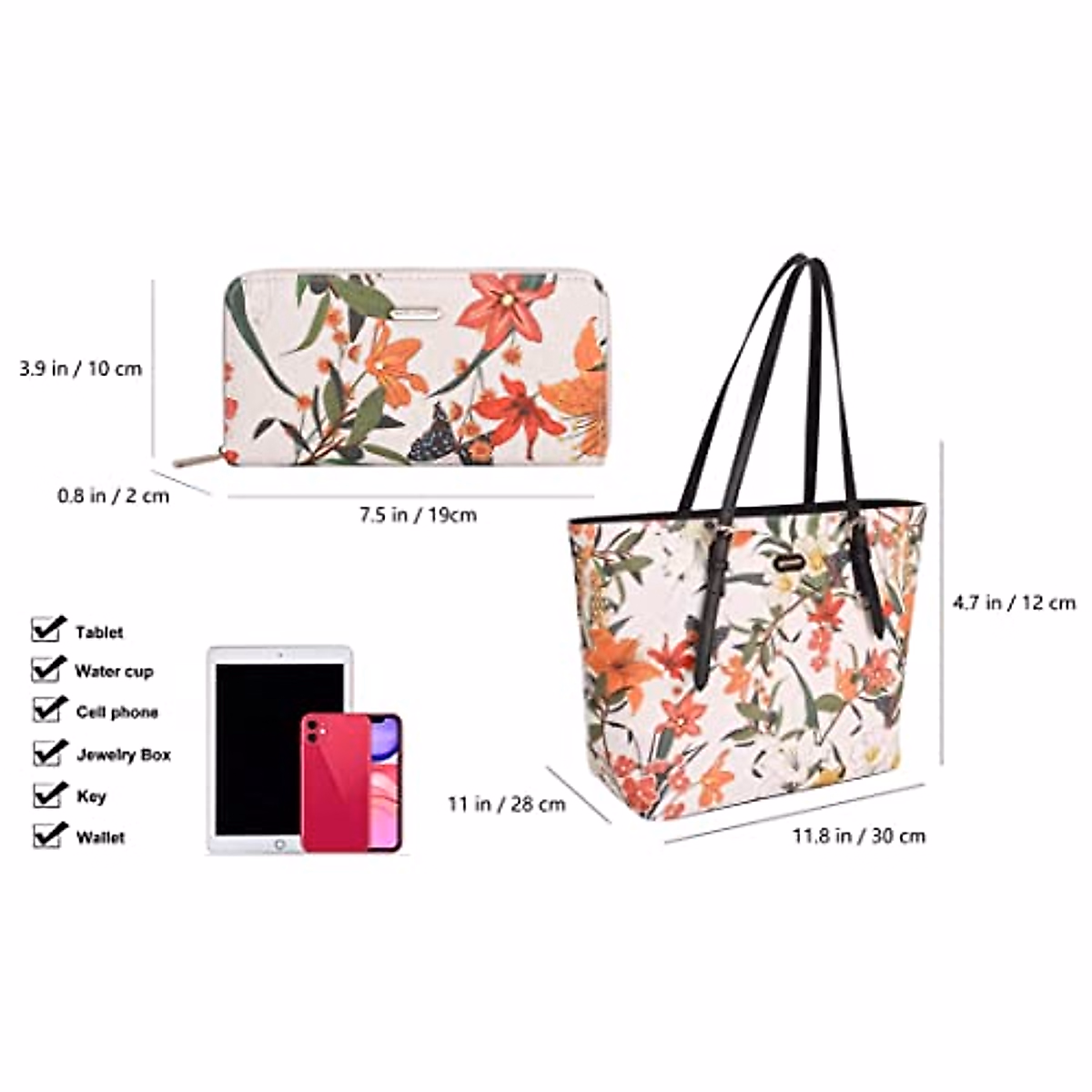 Women Fashion Synthetic Leather Handbags for Women Large Tote Shoulder Bags Top Handle Satchel Designer Tote Shoulder Satchel Purse Set of 2pcs