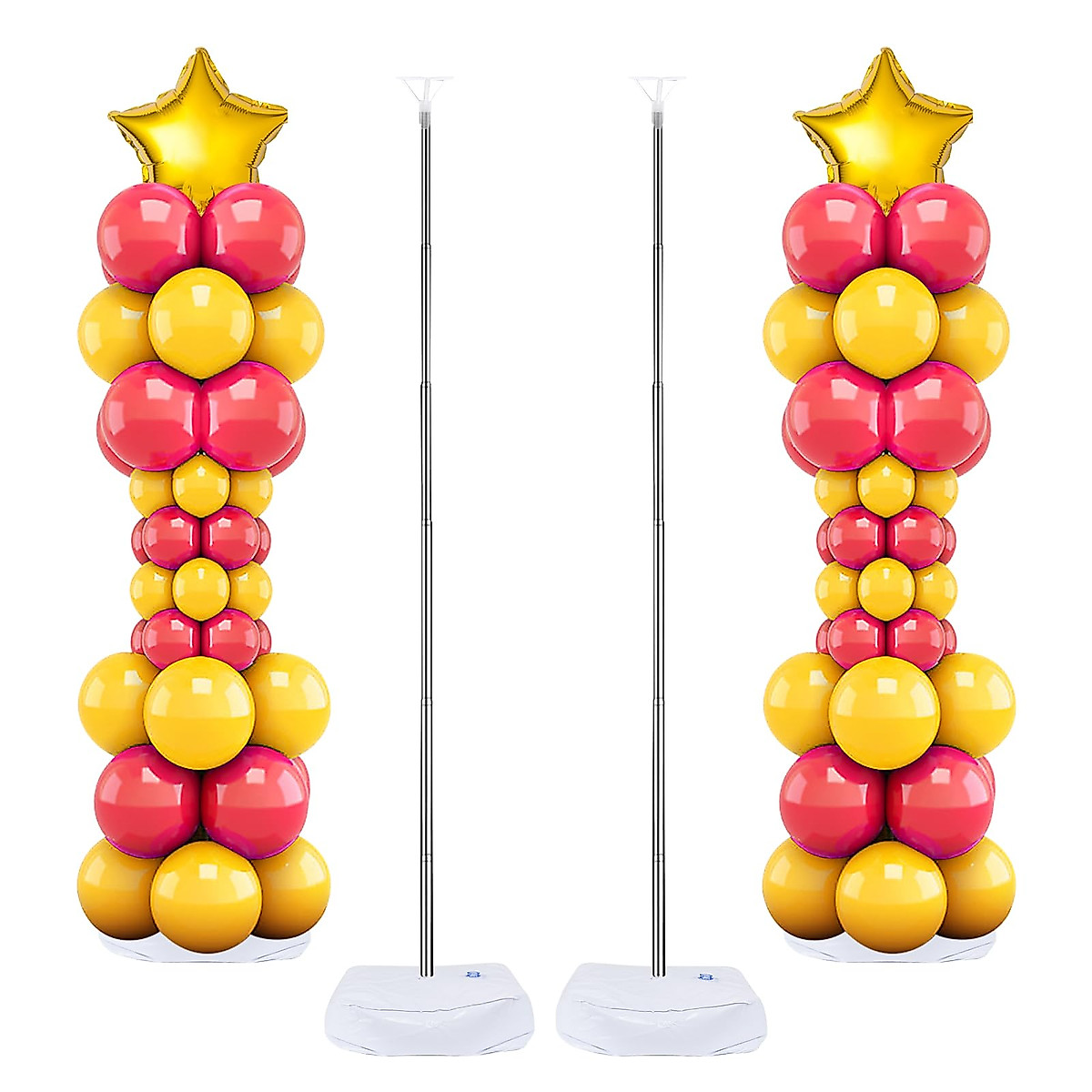 Balloon Column Stand Set of 2, 6.6ft Adjustable Balloon Stand kit with Base Telescopic for Baby Shower Wedding Birthday Graduation Party Decorations