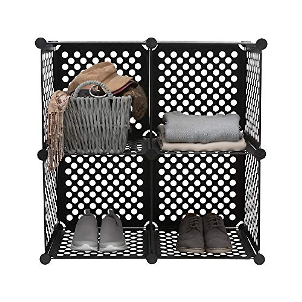 Organize It All Set of 4 Stacking Cubes, Dimensions: 30.2 x 30.2 x 14.8 inches, Stackable Cubes, Great for Any Room, Home Organization, Black