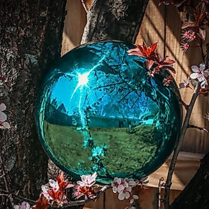 Trademark Innovations Stainless Steel Blue Gazing Mirror Ball, 10", Blue