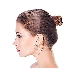 Delicate Minimalist Geometric Thin Round Open Circle Modern Hoop Threader Earrings For Women For Teen .925 Sterling Silver