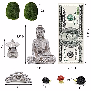 Meditation Buddha Zen Garden Accessories - Miniature Buddha Garden Decoration DIY Tabletop Rock Sand Garden Ornaments Micro Landscape Fairy Garden Terrarium Decor Zen Gifts Indoor Outdoor Decor
