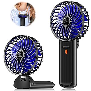 JZCreater Mini Handheld Fan,Portable Hand Held Fan, 15H Cooling Fan, Quiet 4 Speed, USB Rechargeable Battery Operated Desk Fan, Small Folding Electric Fan for Travel Outdoor Home Office Makeup, BLACK
