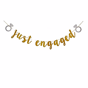Just Engaged Banner, Gold Engagement Party Sign, Bridal Shower / Bachelorette / Wedding Party Supplies Decorations