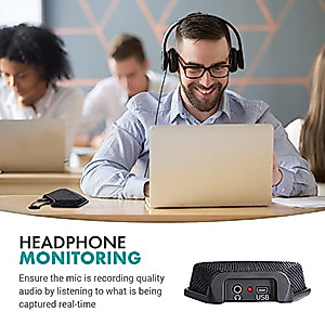 Movo MC1000 Conference USB Microphone for Computer Desktop and Laptop with 180° / 20' Long Pick up Range Compatible with Windows and Mac for Dictation, Recording, YouTube, Conference Call, Skype