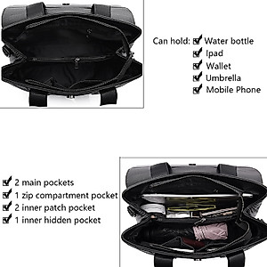 JESSWOKO Large Black PU Leather Boston Tote Handbags Purse Fashion Shoulder Messenger Bags Top Handle Hand Bag for Women JT-025L