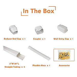 GCGOODS 3in 9ft Decorative PVC Lineset Cover Kit for Ductless Mini Split Air Conditioners, Central AC and Heat Pumps