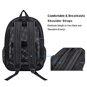 Heavy Duty Mesh Backpack, See Through College Student Backpack with Padded Shoulder Straps for Swimming, Outdoor Sports