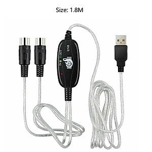 WskLinft Converter Cable High Performance Professional USB in-Out MIDI Interface Cable Converter to PC Music Keyboard Adapter Cord for Desktop