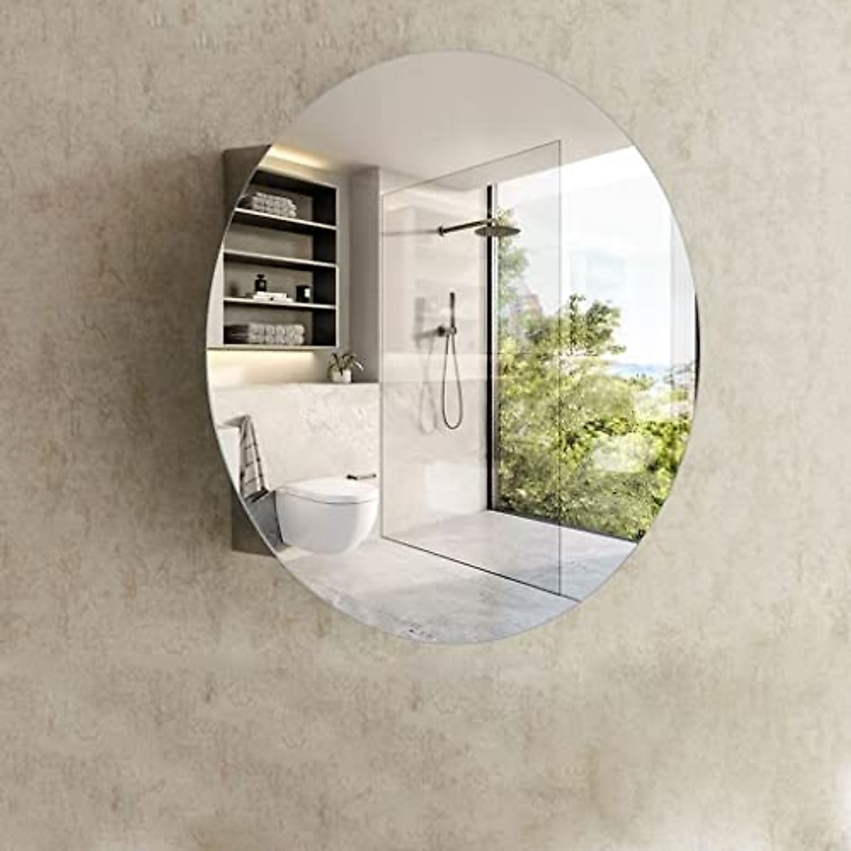 Round Bathroom Mirror Cabinet, Bathroom Wall Storage Cabinet Mirror Medicine Cabinet, Medicine Cabinets for Bathroom with Mirror, for Living Room Bedroom Entryway (Color : White, Size : 63x12x63cm)
