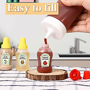 Xuyyicao 12 Pcs Mini Ketchup Bottles,25ml Condiment Squeeze Bottles,Plastic Sauce Container for Kids,Office,Bento Box,Picnic,Honey,Salad Dressing