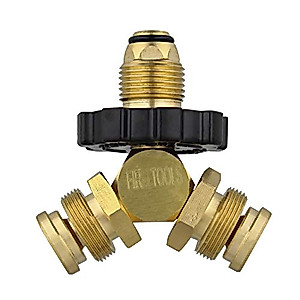 BISupply 1-Inch 2 Male POL to QCC1 Propane Y Splitter Converter Propane Tank Adapter Fitting for BBQ Grill or Camp Stove