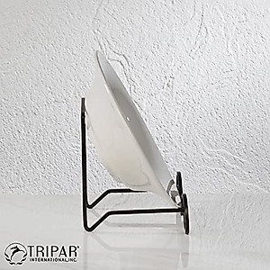 TRIPAR 9" Large Black Metal Scroll Display Rack Easel for Bowls, Platters, Cookbooks, Plates, and Artwork
