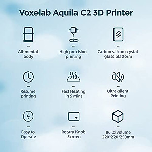 Voxelab Aquila C2 3D Printer, Fully Open Source FDM DIY Printers with Removable Build Surface Plate and Resume Printing Function, Print Size 220x220x250mm