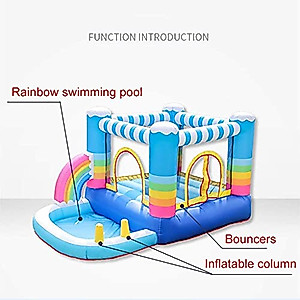 Children's Inflatable Castle Rainbow Inflatable Trampoline Indoor Mini Castle Children's Playground Kindergarten Indoor and Outdoor Toy Playgroundcolors, 290X200X