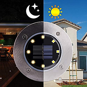 Solar Lights for Landscape Outdoor Garden, LEFYR 4 Pack 8 LED Solar Ground Lights Bright IP65 Waterproof Backyard Landscape Lighting Solar Powered Disk Natural Spotlight for Lawn Pathway Yard Driveway