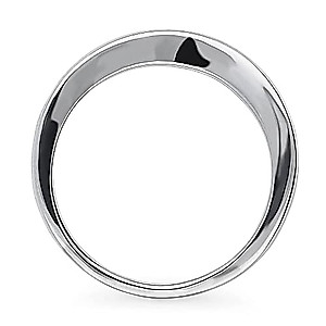 BERRICLE Sterling Silver Wedding Rings Channel Set Cubic Zirconia CZ Curved Half Eternity Ring for Women, Rhodium Plated Size 4