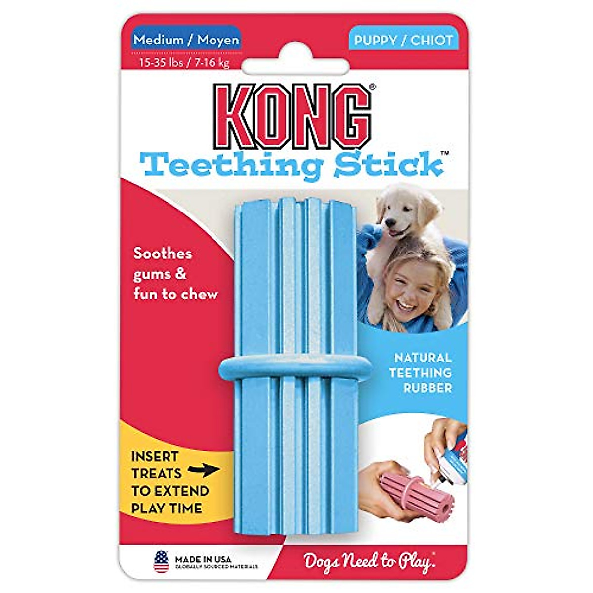 KONG - Puppy Teething Stick - Teeth Cleaning Dog Chew Toy (Assorted Colors) - for Medium Puppies