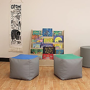 Factory Direct Partners 13043-CT SoftScape 14" Square Bean Bag Poufs for Kids (2-Piece Set) - Contemporary