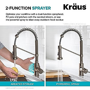 KRAUS Bolden Touchless Sensor Commercial Style 2-Function Single Handle Pull Down Kitchen Faucet in Matte Black, KSF-1610MB