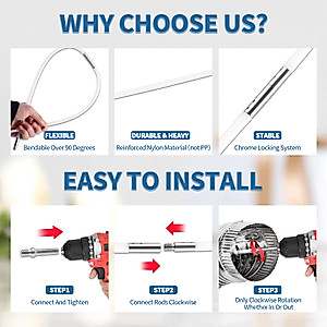 Bluesea 7 Pieces 40 Feet Dryer Vent Cleaner Kit, Reinforced Nylon Dryer Vent Cleaning Kit, Durable Dryer Vent Brush Vacuum Attachment with Flexible Lint Trap Brush, Vacuum & Dryer Adapters