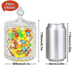 INFTYLE Glass Candy Dish with Lid 1pcs 20oz Large Crystal Glass Candy Jar Jewelry Box Dappen Dish Cookie Jar for decorative storage gift idea