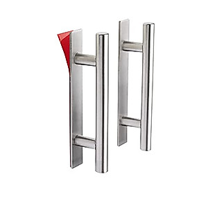 Adherion Adhesive Cabinet Stick On Door Handles 5" | No Drilling Stick On Handle for Drawers Doors Wardrobes Windows | 3M Handle Adhesive | 2 Pack Brushed Nickel | All Metal Stick On Cabinet Handles |