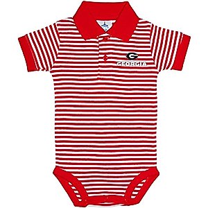 Creative Knitwear Georgia Bulldogs Baby Striped Polo Bodysuit