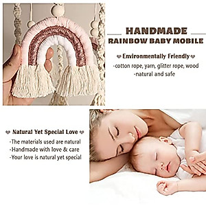 Baby Mobile for Crib - Rainbow Baby Mobile - Crib Mobile for Girls - Boho Crib Mobile - Boho Nursery Decor - Mobile for Bassinet, Pack N Play - Pink