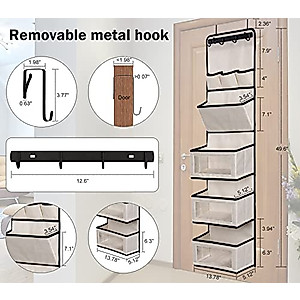 VICTORICH Super Convenient Sturdy Door Over Hanging Organizer, Behind The Door Storage Organizer with Hook and Large Clear Windows, Hanging Wall File Organizer (1 Pack A-Silk-Beige)