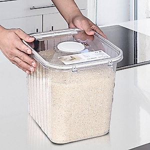 Waikhomes Airtight Food Storage Containers, BPA Free Plastic Square Keeper Container for Flour, Sugar, Baking Supplies, with Measuring Cup