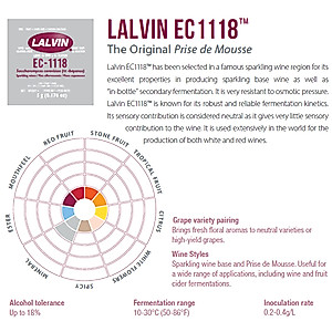 Lalvin EC-1118 Wine Yeast (5 Pack) - Champagne Yeast - Make Wine Cider Mead Kombucha At Home - 5 g Sachets - Saccharomyces cerevisiae - Sold by CAPYBARA Distributors Inc.