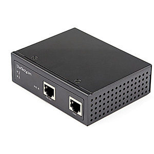 StarTech.com Industrial Gigabit PoE Injector - High Speed/High Power 90W - 802.3bt PoE++ 52V-56VDC DIN Rail UPoE/Ultra Power Over Ethernet Injector Adapter -40C to +75C Rugged, TAA (POEINJ1G90W)