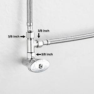 3/8 Compression Tee Valve, Standard Angle Tee Valve, 2 PCS Brass Tee Adapter 3 Way Valve Compression 3/8'' Inlet and 3/8'' Outlet, Brass Angle Stop Valve, 3/8 Add-A-Tee Valve Connector