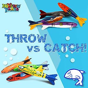 Novelty Place 8 Pack Torpedo Bandits Diving Toy Rockets - Swimming Pool Underwater Game for Kids and Adults - Shark Design 8 Colors