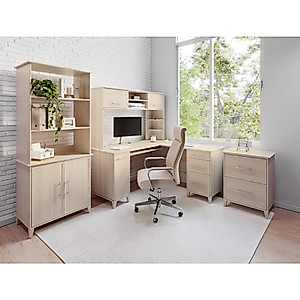 Realspace® Koru 60"W L-Shaped Corner Computer Desk with Integrated Power & Charging, Natural Oak