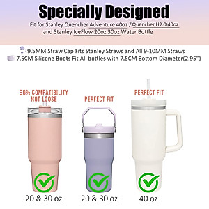 CEESLIAN 2PCS Silicone Boot for Stanley Quencher Adventure 40oz / H2.0 40 oz Tumbler, Silicone Straw Cover Cap for Stanley Cup Accessories (Pink/Light Purple)