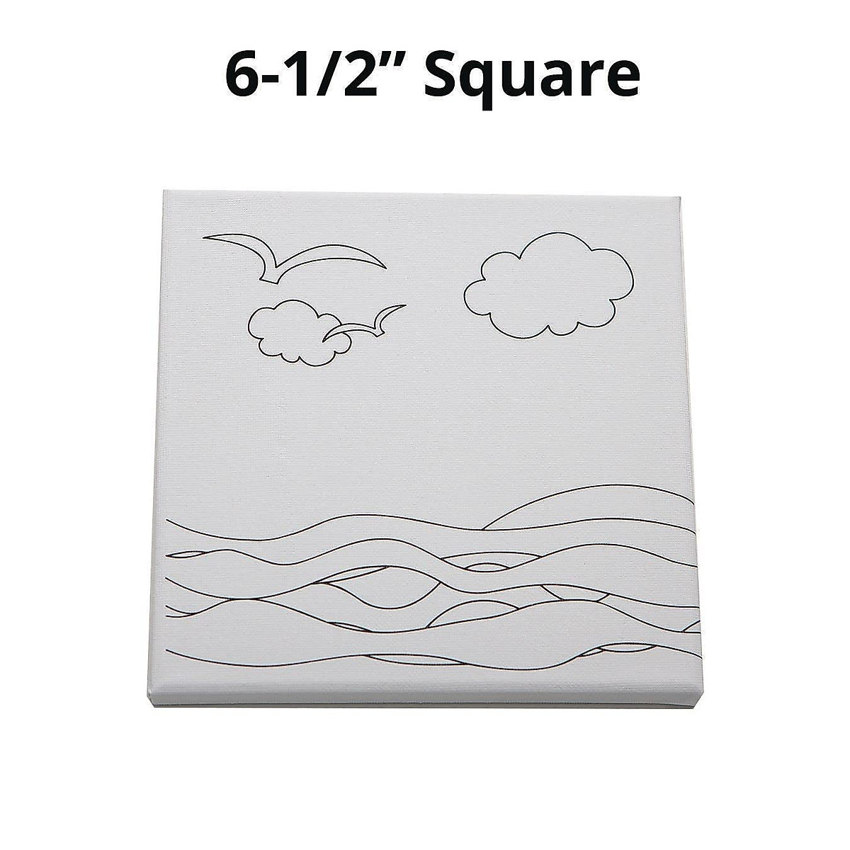 S & S Worldwide Paint-Your-Own Designer Canvas Set I, 2 each of 6 Pre-Printed Designs, Great For Kids & Adults, DIY Ready To Paint, 6-1/2" x 6-1/2" Stretched Canvas. Pack of 12,Black and White