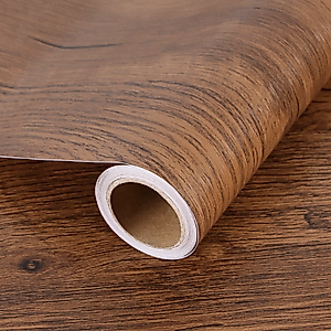 TORC Brown Wood Wallpaper Peel and Stick 17.1"x120", Faux Wood Contact Paper for Table Cabinet Dresser, Self Adhensive Removable Waterproof