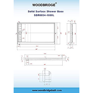 WOODBRIDGE SBR6034-1000L-BN Shower Base, 60"x 34", White with Brushed Nickel Cover