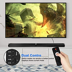 TV Soundbars Speaker with Bluetooth 40W Home Theater Audio Speaker System for TV Sound bar, 2 in 1 Wall Mountable 35inch Separable Speakers