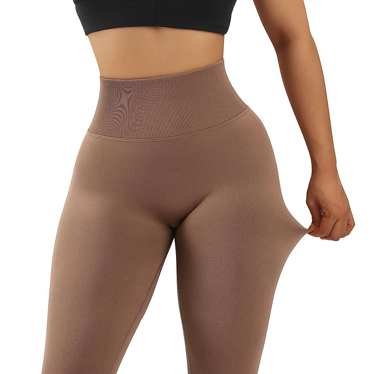 OMKAGI Women Scrunch Butt Lifting Leggings Seamless High Waisted Workout Yoga Pants(S,657-Coffee)