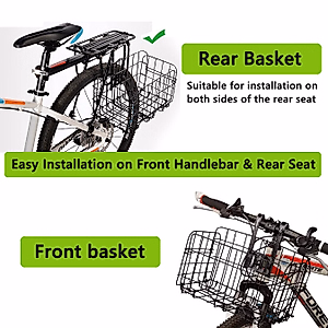 Folding Bike Basket,Cargo Basket for Bike,Removable Front Bag Rear Rack Hanging Bicycle Basket,Collapsible Bike Baskets for Women's and Men's,Mountain Bike Accessories Bike Frame Basket 1 Pack
