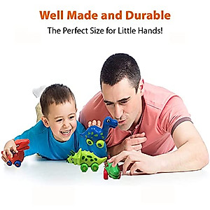 3 Bees and Me Dinosaur Car Toys for Kids - 4-in-1 Pack - Fun Toddler Dinosaur Toy Set for Kids - Dinosaurs with Wheels Birthday Party Toy - Christmas, Birthday Gift for Boys and Girls, Age 3 and Up