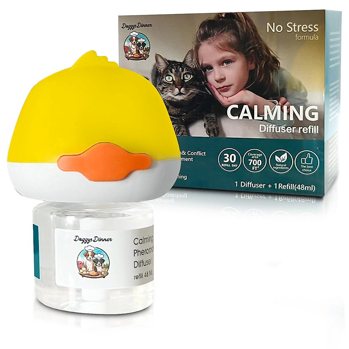 Advanced Pheromone Cat Calming Diffuser - Plug-in & Refill Combo ( 30 Day Starter Kit) for Serene Homes. Minimize Stress, Scratching, anxiety, and Spraying - Ideal for Single & Multi-cat homes.